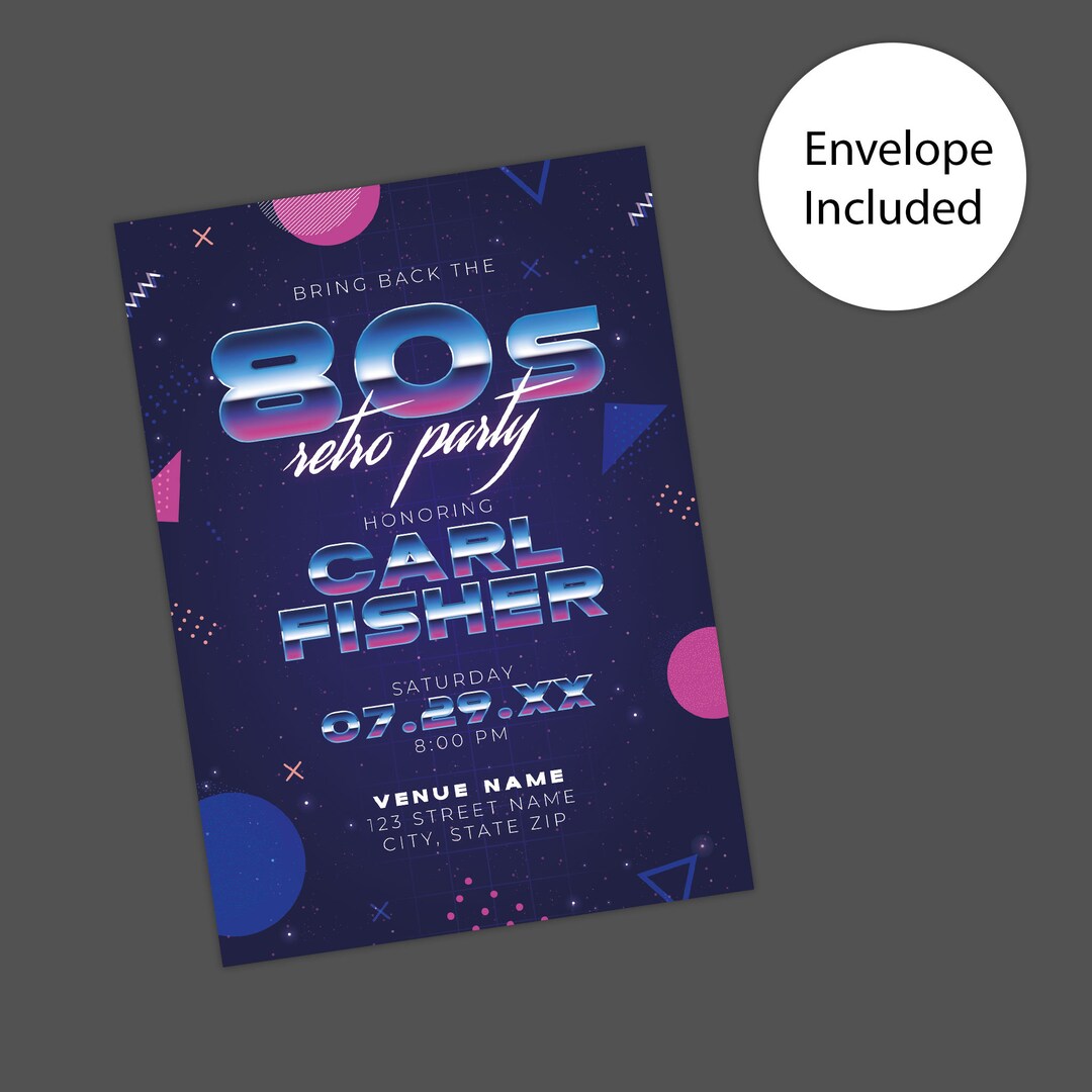 Retro 80s Themed Party Invitation for Birthdays, Engagements, Poolside ...
