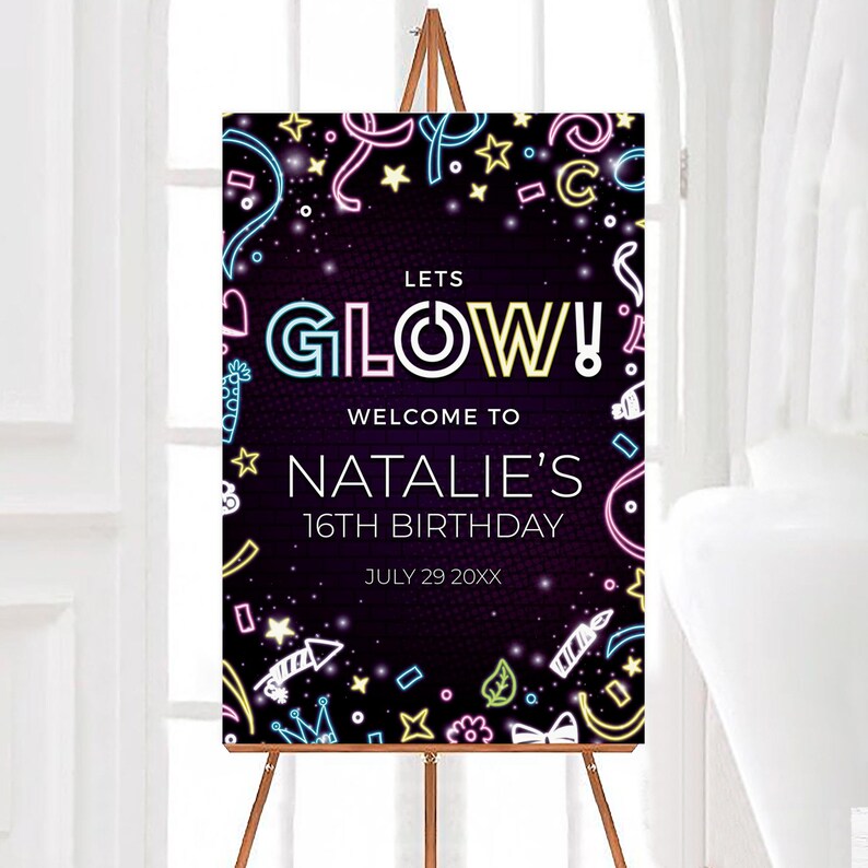 Glow-in-the-dark Sleepover Party Invitation: Neon Slumber Celebration ...