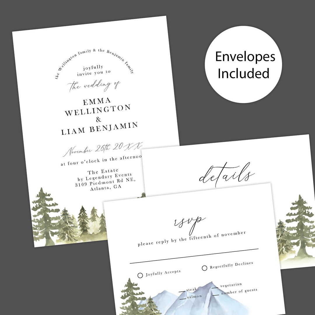 Elegant Forest-themed Wedding Invitations: Custom Printed Nature ...