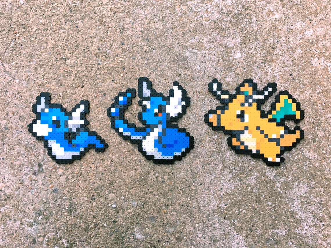 Dratini Dragonair Dragonite Pokemon Perler Bead Fuse | Etsy