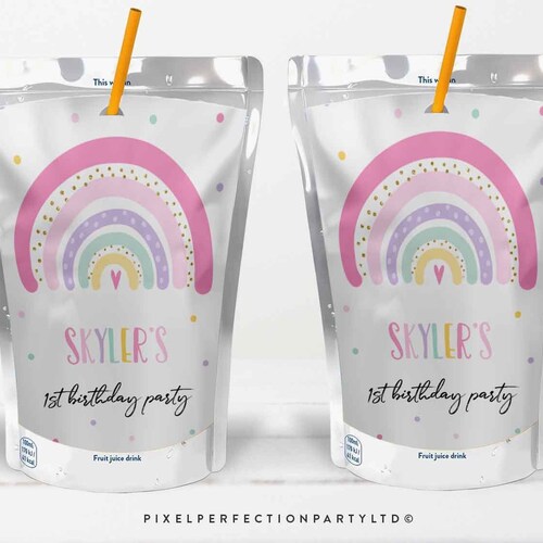 Editable Rainbow Birthday Invitation Pink Rainbow Party | Etsy