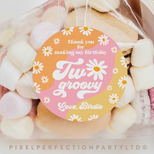Editable Groovy Birthday Party Favor Tag Two Groovy Birthday - Etsy