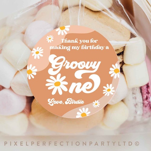 Editable Groovy 1st Birthday Party Favor Tag Retro Groovy - Etsy