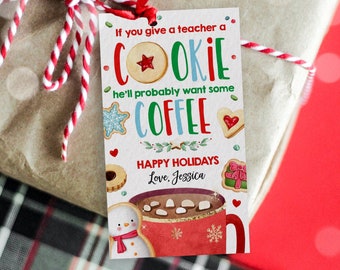 Teacher Christmas Gift Printable Tag Christmas Teacher Tag - Etsy