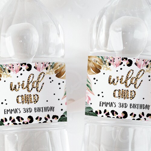 Editable Wild One Water Label Printable Safari Water Bottle - Etsy ...