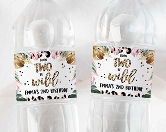 Editable TWO Wild Water Bottle Label Jungle Birthday Party - Etsy