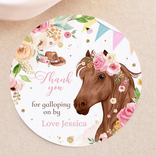 Editable Horse Birthday Gable Gift Box Label Cowgirl Birthday - Etsy