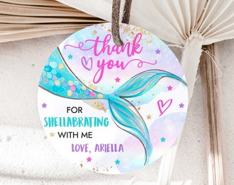 Editable Mermaid Birthday Favor Tag Mermaid Gift Tag Whimsical Mermaid ...