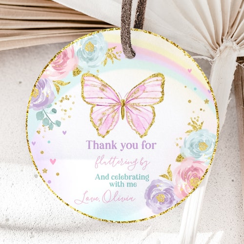 Editable Butterfly Favor Tags Pink Purple Butterfly Birthday - Etsy