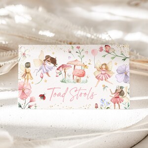 Editable Fairy Birthday Party Folded Food Labels Enchanted Magical ...