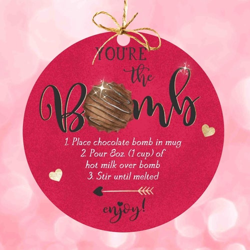 Editable Hot Chocolate Bomb Tag Valentine's Day Hot Cocoa - Etsy