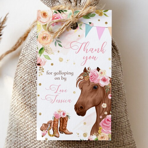Editable Horse Birthday Gable Gift Box Label Cowgirl Birthday - Etsy