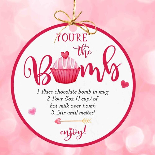 Editable Hot Chocolate Bomb Tag Valentine's Day Hot Cocoa | Etsy