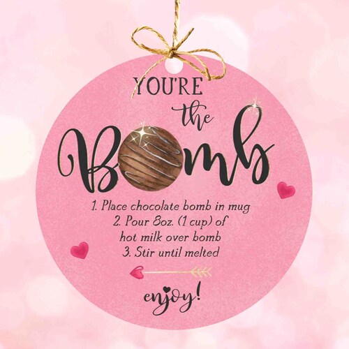 Editable Hot Chocolate Bomb Tag Valentine's Day Hot Cocoa - Etsy