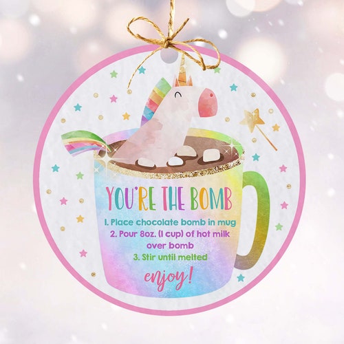 Unicorn Hot Chocolate Bomb Tag or Sticker. Printable Magical - Etsy