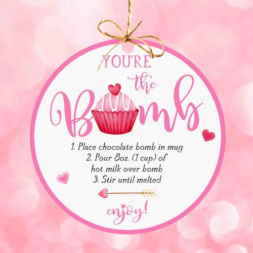 Editable Hot Chocolate Bomb Tag Valentine's Day Hot Cocoa - Etsy