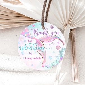 Editable Mermaid Birthday Favor Tag Mermaid Gift Tag Whimsical - Etsy