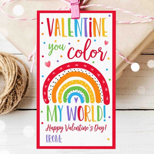 Editable Rainbow Valentine's Day Gift Tag Valentine You - Etsy