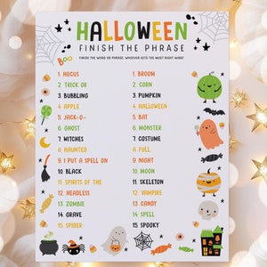 Halloween Finish That Phrase Halloween Phrase Game Halloween Party Game ...