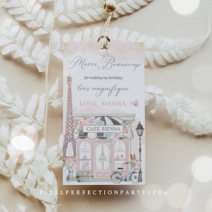 Editable Paris Birthday Party Favor Tag French Parisian Cafe Tea Party ...