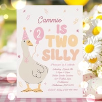 Silly Goose Birthday Party Invitation: Plaid Canva Template (digital ...
