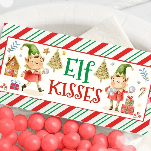 INSTANT DOWNLOAD Elf Kisses Treat Bag Topper Editable - Etsy