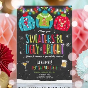 Editable Ugly Sweater Holiday Party Invitation Christmas Ugly Sweater ...
