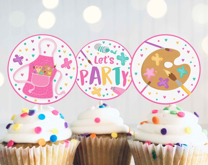 Paint Party Cupcake Toppers, Art Party Cupcake Toppers, Birthday ...