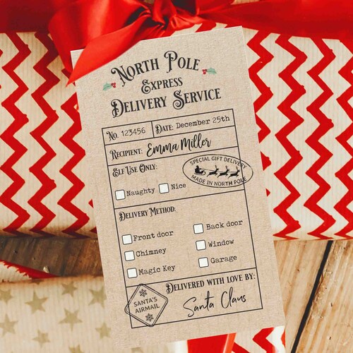 Printable Gift Tag From Santa Instant Download Santa Tag - Etsy