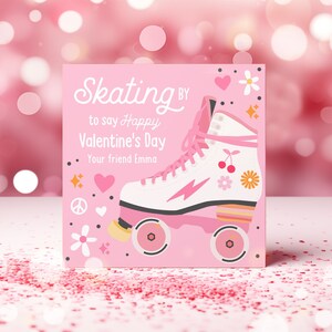 Editable Roller Skate Valentine's Day Gift Tag Skating by to Wish You A ...