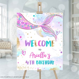 Editable Mermaid Welcome Sign Mermaid Birthday Party Welcome Sign ...