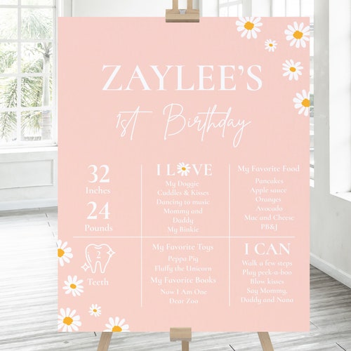 Editable Daisy Birthday Milestone Poster Boho Little Miss - Etsy