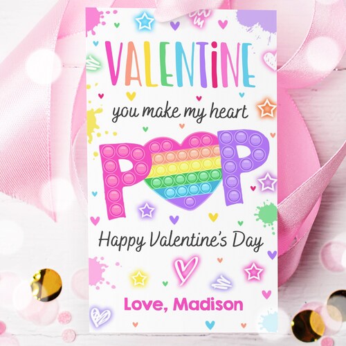 Valentine's Day Pop It Gift Tag Template Printable You | Etsy