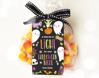 Printable Halloween Glow Stick Holder Tag, Editable A Little Bit of ...