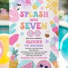 Editable Splash Into SEVEN 7th Birthday Pool Party Invitation Girly ...