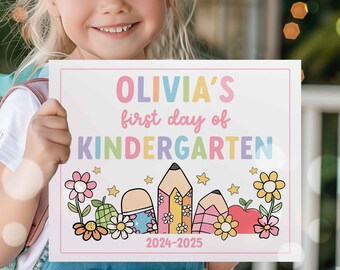 Editable First Day of Kindergarten Sign Printable First Day of K Sign ...