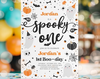 Editable Halloween Pastel Ghost Birthday Invitation Hey Boo Girly Cute ...
