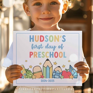 Editable First Day of Preschool Sign Printable First Day of Preschool ...