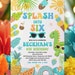 Editable Splash Into Six 6th Birthday Pool Party Invitation Tropical ...