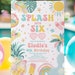 Editable Splash Into Six 6th Birthday Pool Party Invitation Tropical ...