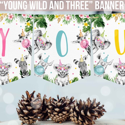 Young Wild and Three Banner 3rd Birthday Decorations Wild | Etsy