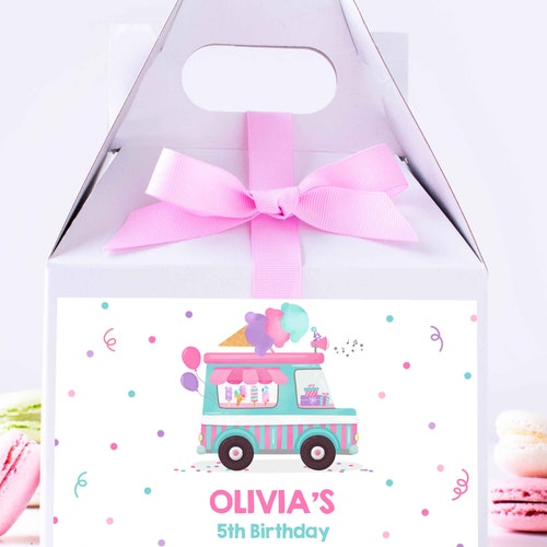 Editable Ice Cream Truck Gable Box Favor Labels Ice Cream - Etsy