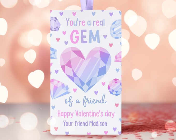 GEM OF A FRIEND Valentines Tag - Etsy Canada