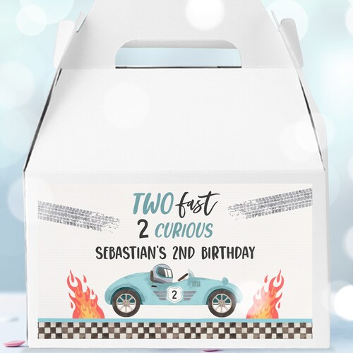 Editable Two Fast Gable Box Favor Label Race Car Birthday - Etsy