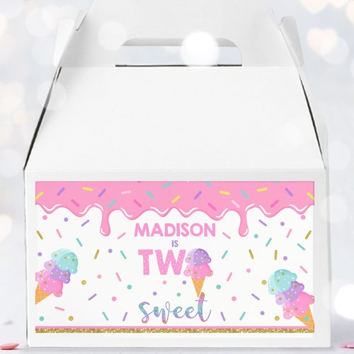 Editable Ice Cream Truck Favor Box Label Gable Gift Box Ice - Etsy