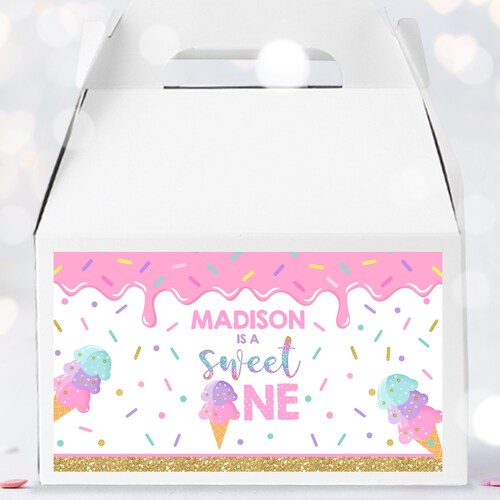 Editable Ice Cream Truck Favor Box Label Gable Gift Box Ice - Etsy