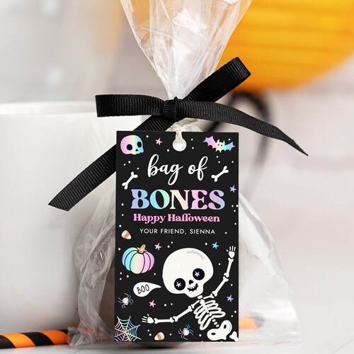 Printable Skeleton Bones Halloween Treat Bag Toppers Bag of - Etsy