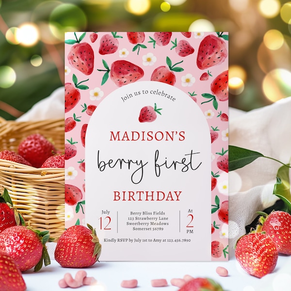 Berry First Birthday Invitation - Etsy