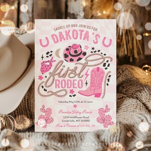 Editable Cowgirl Birthday Party Invitation Wild West Cowgirl 1st Rodeo ...