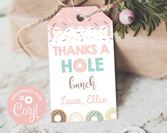 EDITABLE Valentine's Day Donut Gift Tags Staff Teacher | Etsy